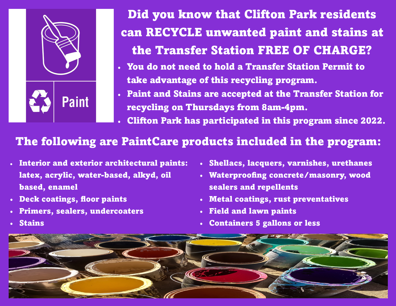 Free Paint Recycling at the Transfer Station for Town Residents - Town ...